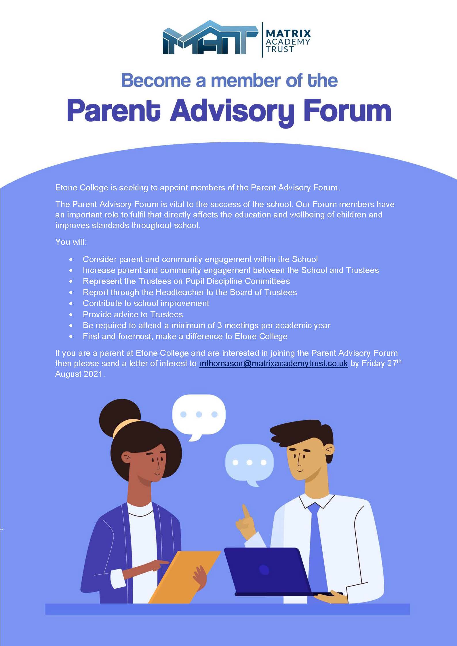 Parent Advisory Forum - Etone College