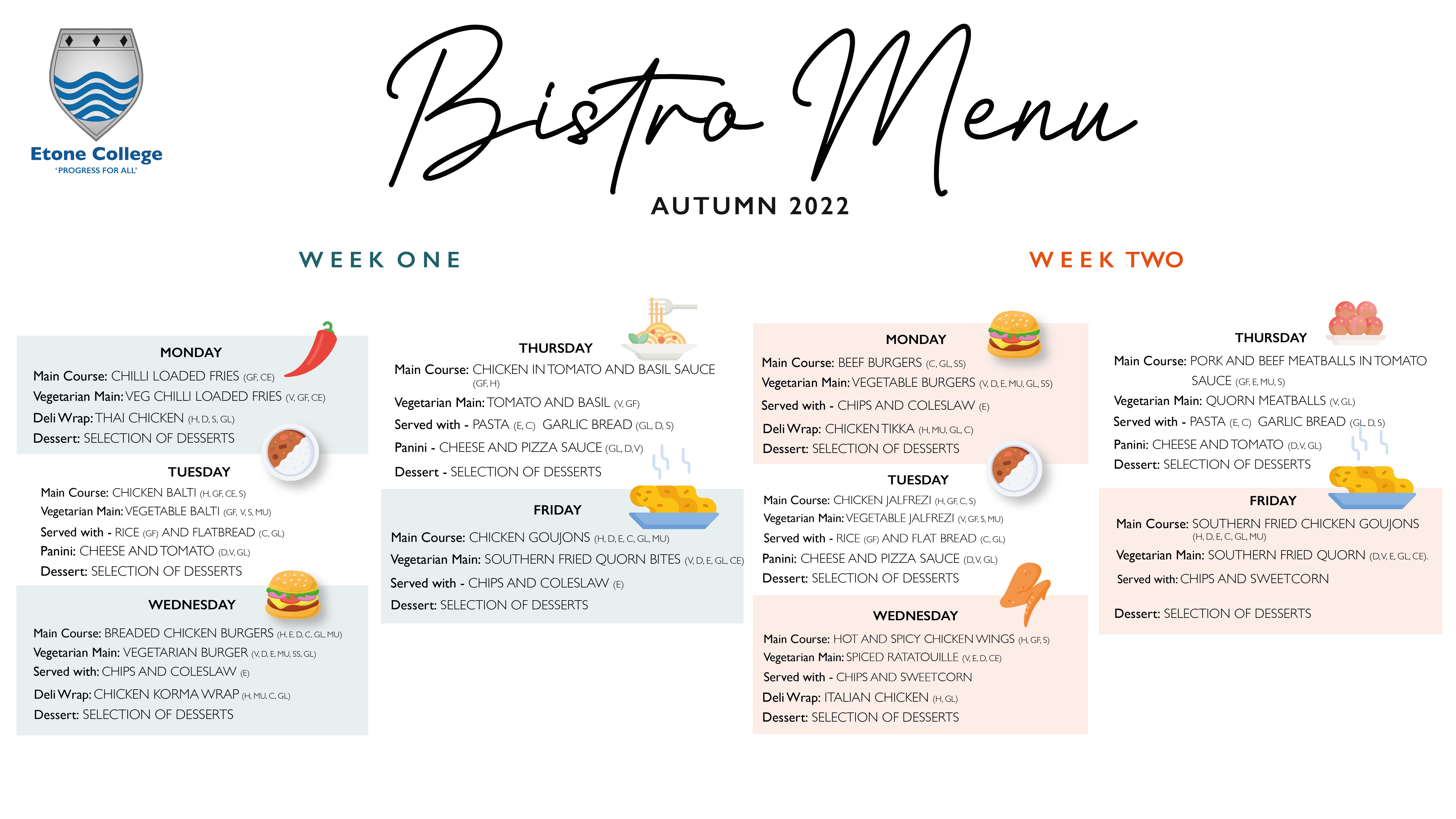 Canteen Menu – Etone College