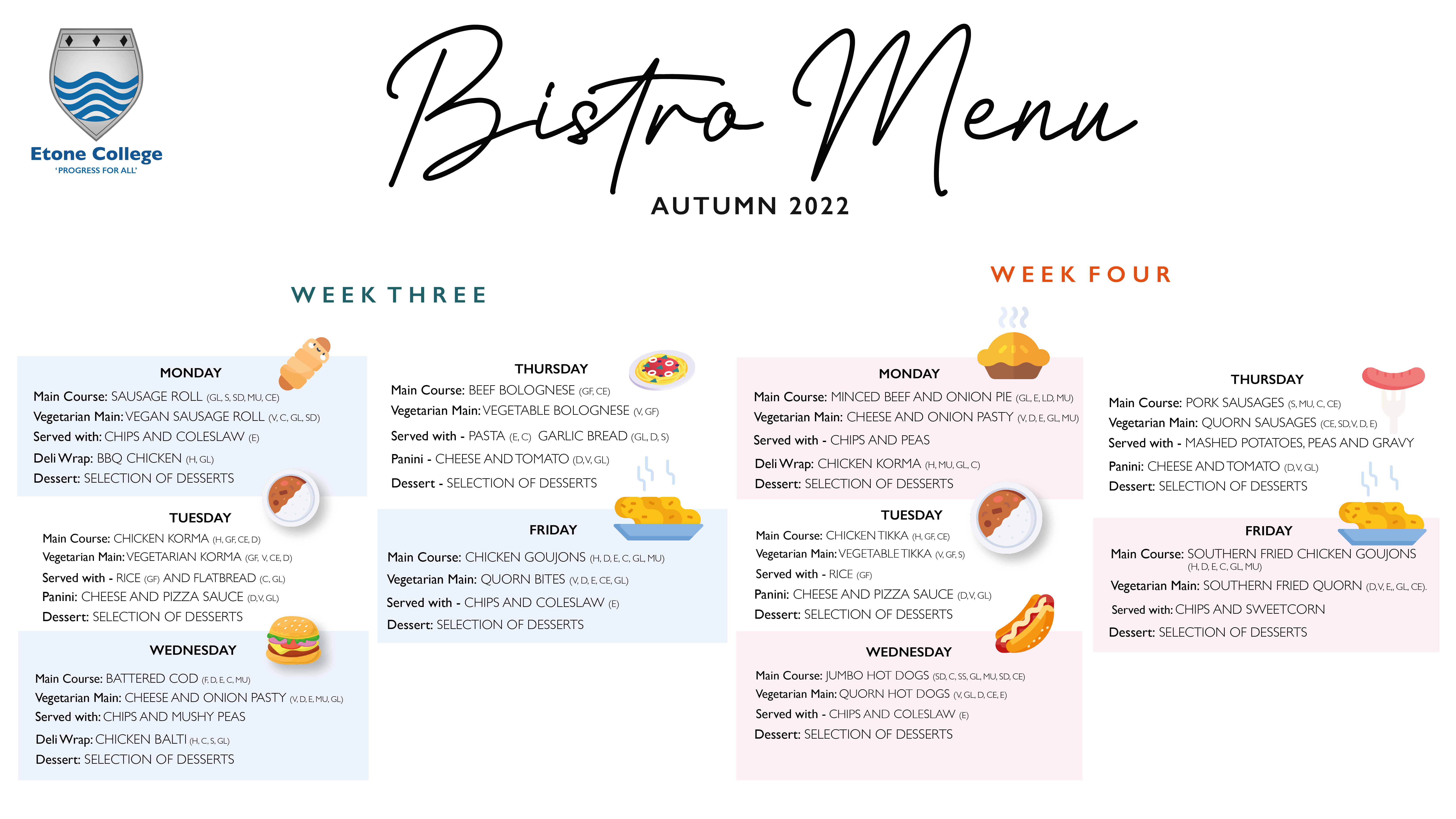 Canteen Menu – Etone College