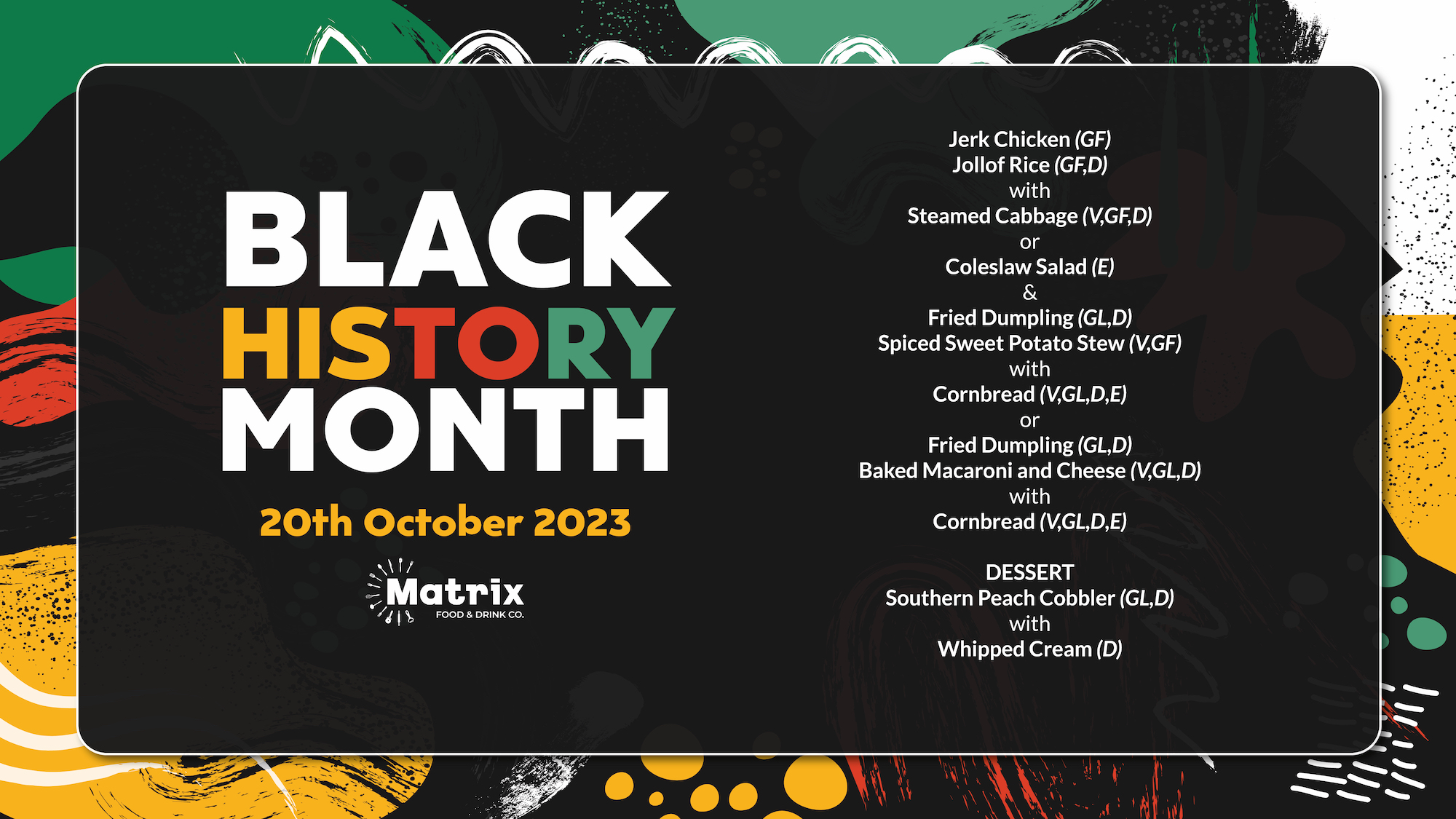 Black History Month Menu - Etone College